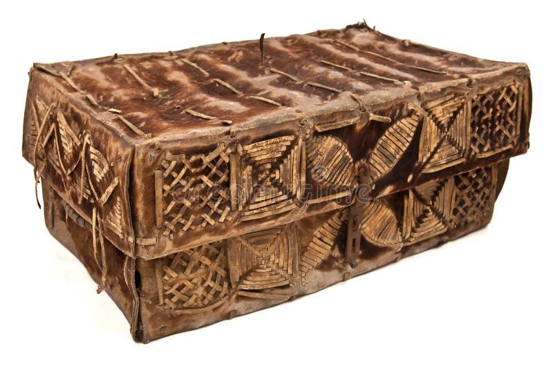Antique Leather Hide Chest stock photo. Image of baggage - 11503446