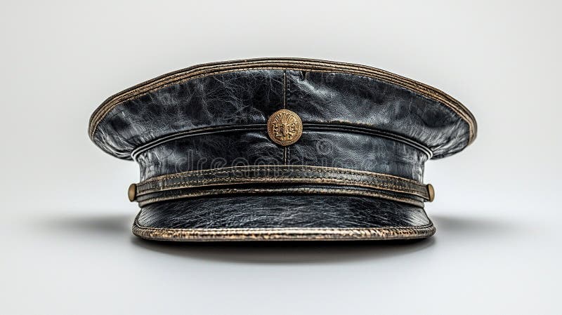 Antique Leather Military Officer S Cap on White Background Stock ...