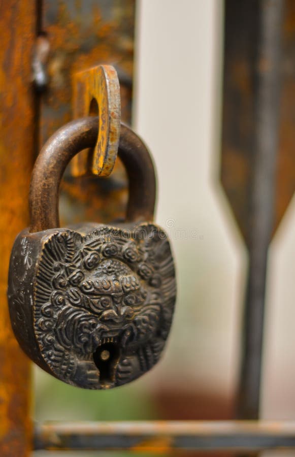 An Antique Lock on a Rusted Handle Stock Photo - Image of cylinder ...