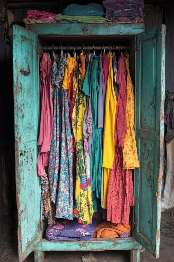 An Antique Locker is Filled with an Array of Colorful Traditional ...