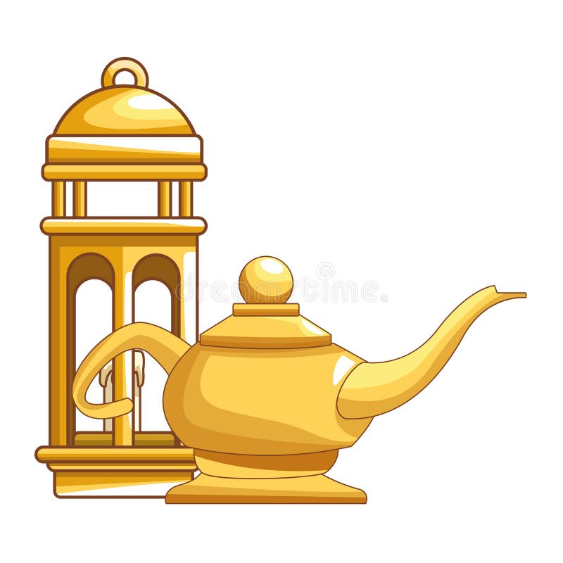 Antique Magic Lamp and Lantern Cartoon Stock Vector - Illustration of ...
