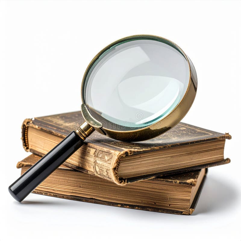 Antique Magnifying Glass on Old Books Stock Illustration - Illustration ...