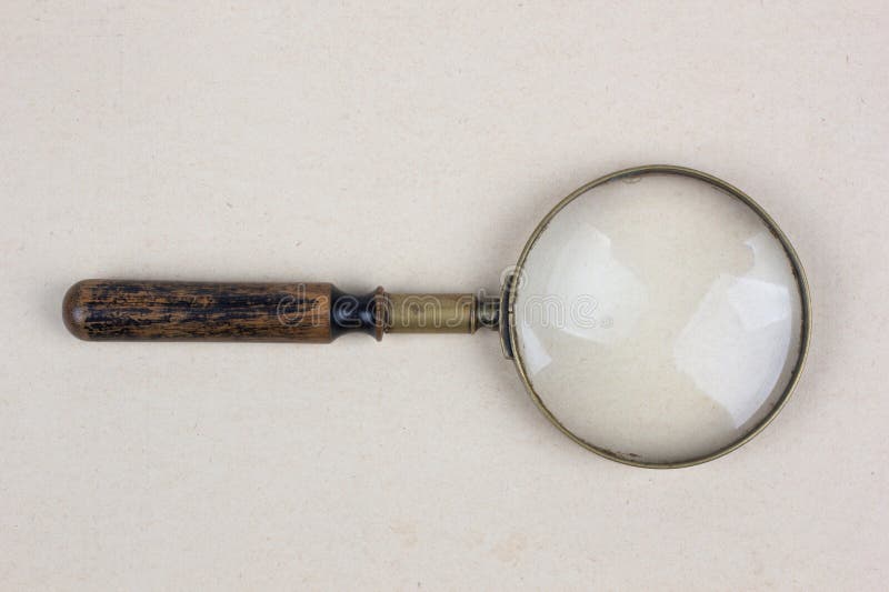 Antique Magnifying Glass on Paper Stock Image - Image of brass, history ...