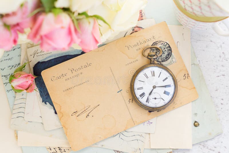 Antique mail and clock stock image. Image of nostalgic - 114431311