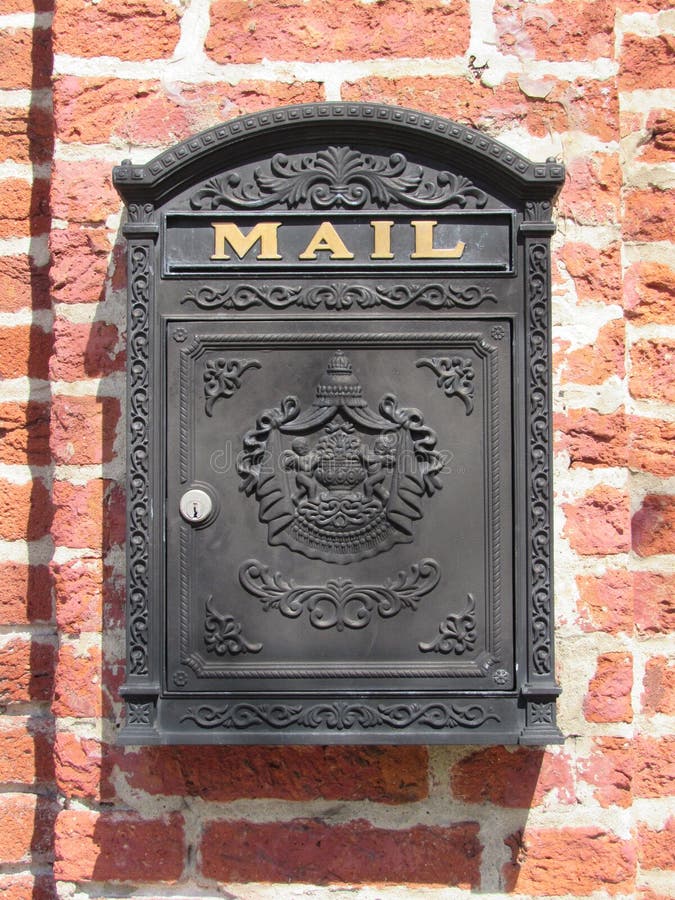Antique mailbox stock image. Image of column, window - 246252101