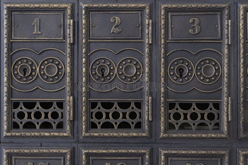 Antique Mailboxes. Retro Metal Mailboxes with Numbers Stock Image ...