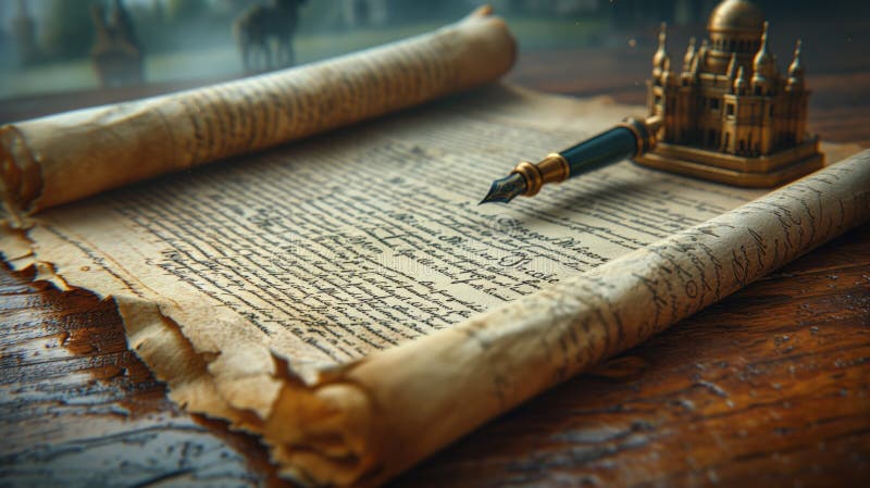 Antique Manuscript and Ink Pen Stock Illustration - Illustration of ...