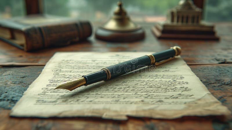 Antique Manuscript and Ink Pen Stock Illustration - Illustration of ...