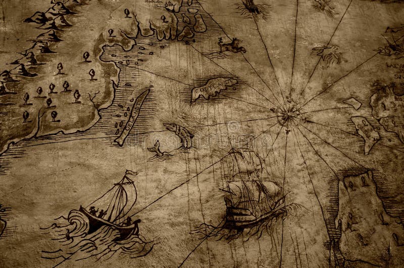 Vintage Style Map Background with Victorian Motifs Stock Illustration ...