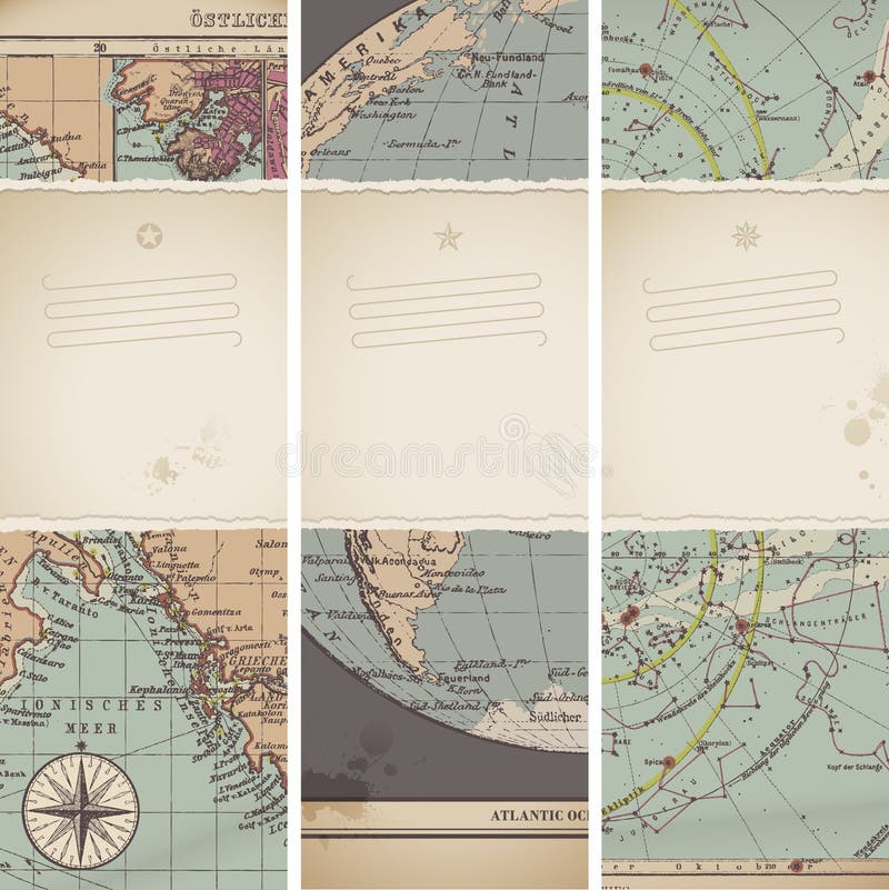 Antique map banners stock vector. Illustration of atlantic - 19775181