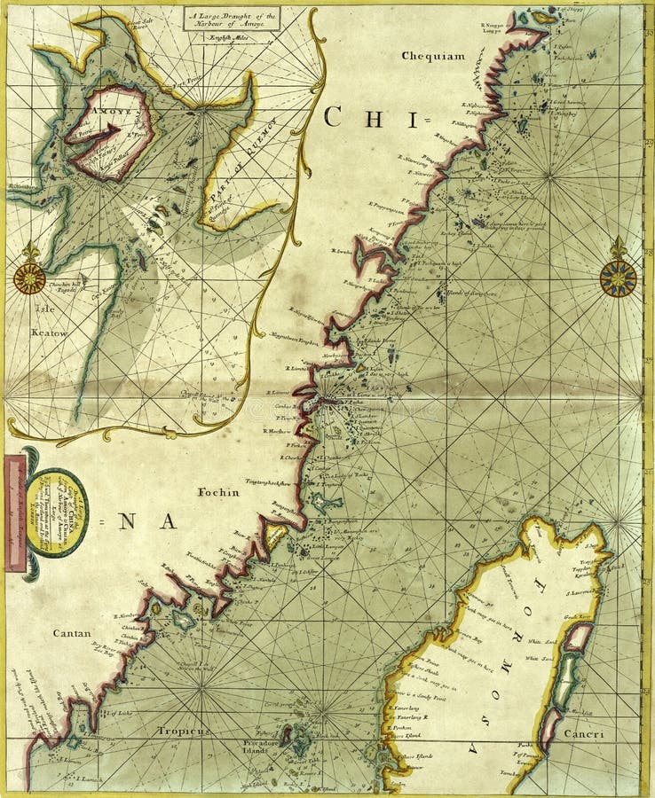 Antique Map of the Coast of China Stock Illustration - Illustration of ...