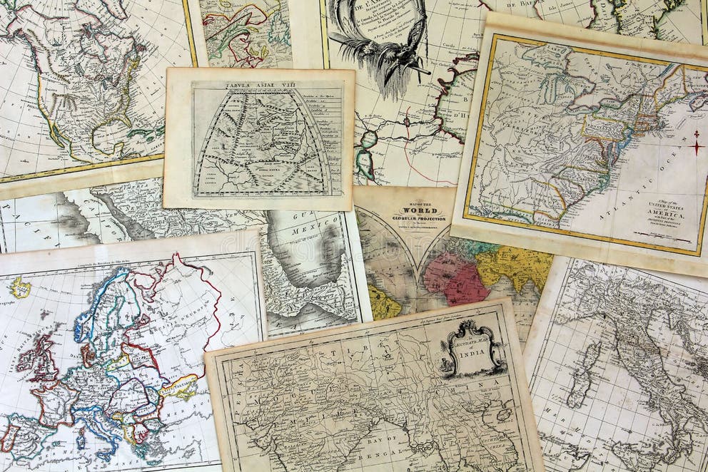 Antique Map Collection stock image. Image of antique - 20144613