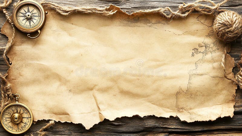 Antique Map Compass Twine Wood Background Adventure Stock Photos - Free ...