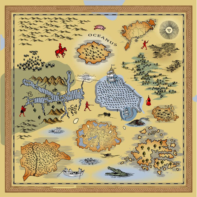 Antique map elements stock vector. Illustration of azimuth - 56636923