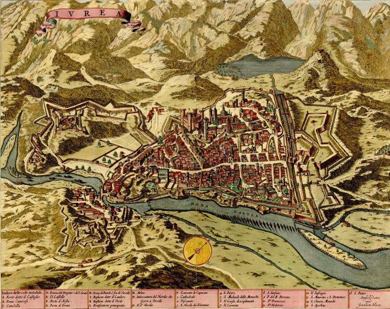 Antique Map of Ivrea, Italy Editorial Photography - Illustration of ...