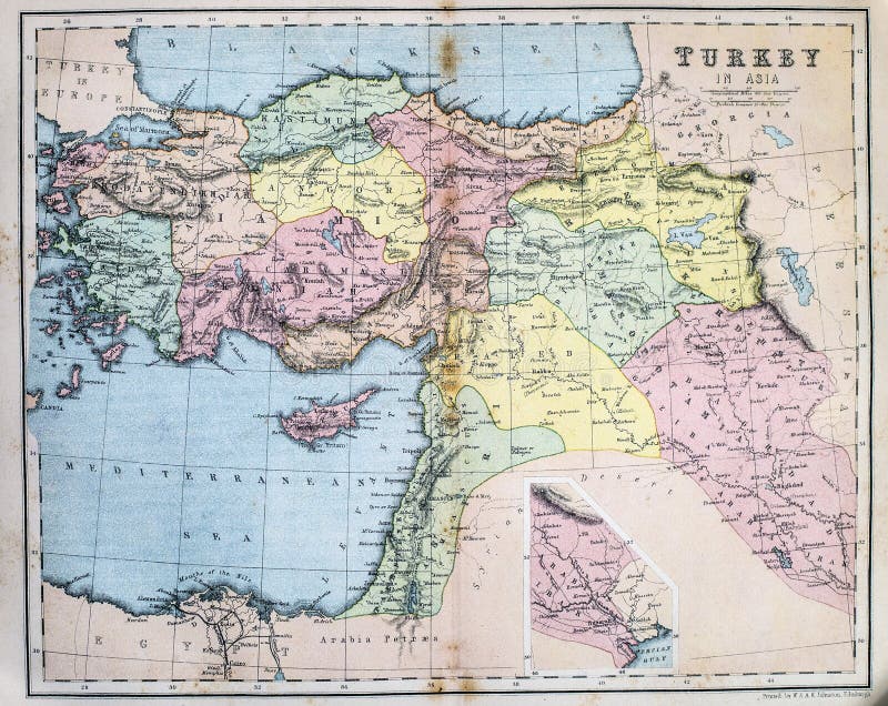Antique Map of Turkey in Asia Stock Image - Image of 19th, geography ...