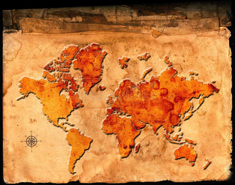 World Map On Parchment stock illustration. Illustration of world - 1778568