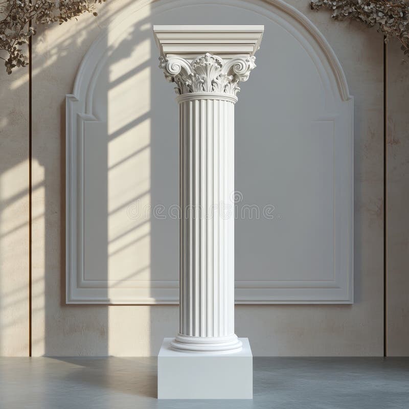 Antique Marble Column in Classic Interior. 3d Render Illustration Stock ...