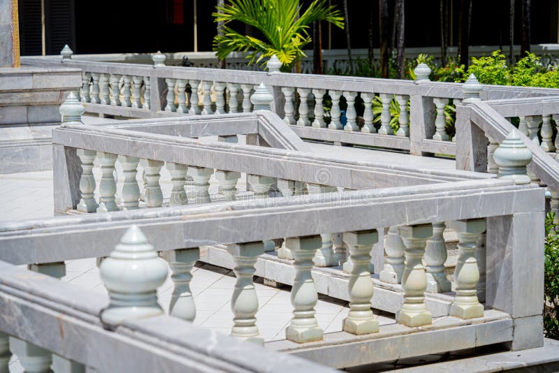 Antique Marble Pillars Hold the Railing in the Castle Stock Image ...