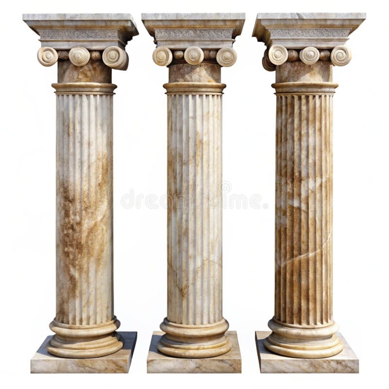 Antique Marble Pillars Set Isolated on White Background Stock Illustration - Illustration of ...