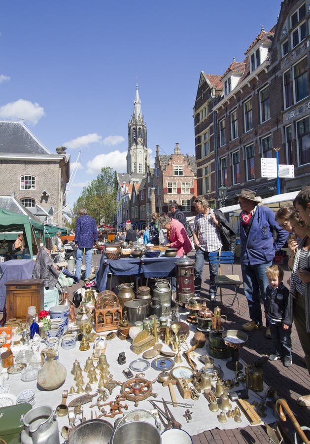 Antique market in Delft editorial stock image. Image of junk - 21972399