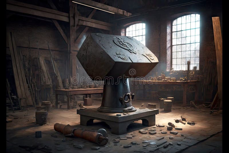 Antique Massive Anvil Stands on Floor in Blacksmith Shop Stock ...