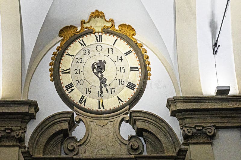 Mechanical Wall Clock in an Italian Interior Stock Photo - Image of ...