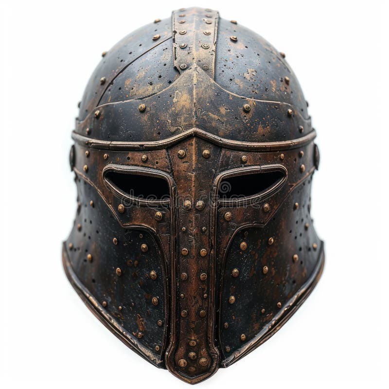 Antique Medieval Helmet with Rivets Stock Illustration - Illustration ...