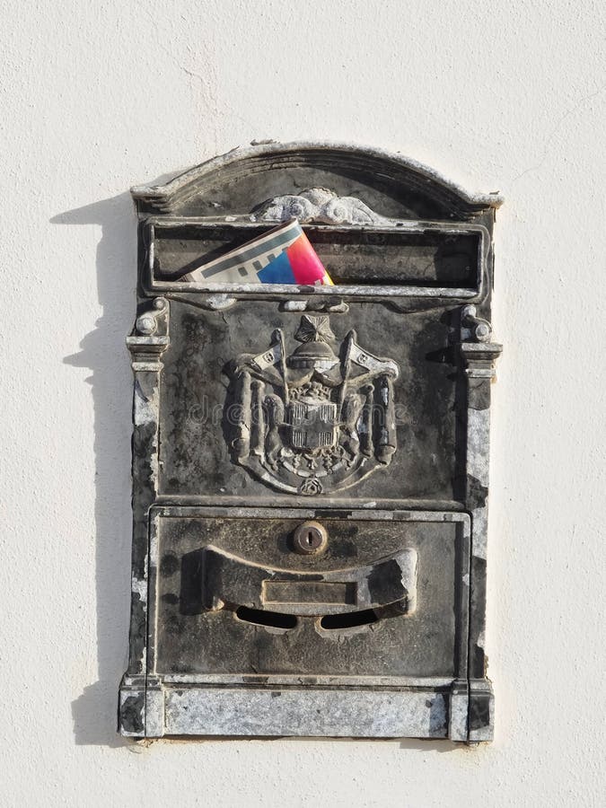 Antique Metal Letter Box with Mail Stock Photo - Image of house, design ...