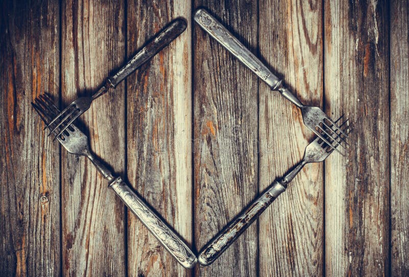 Antique Metal Rusty Fork on a Vintage Surface Stock Photo - Image of ...