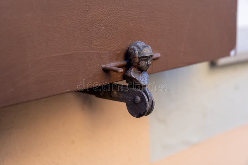 Antique Metal Window Shutter Holder Stock Image - Image of europe ...