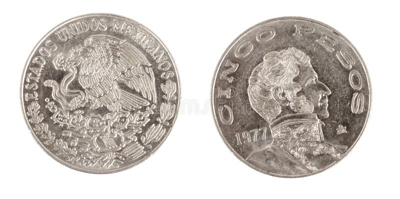 Cinco pesos coin stock photo. Image of mexico, coin, mexican - 29919894