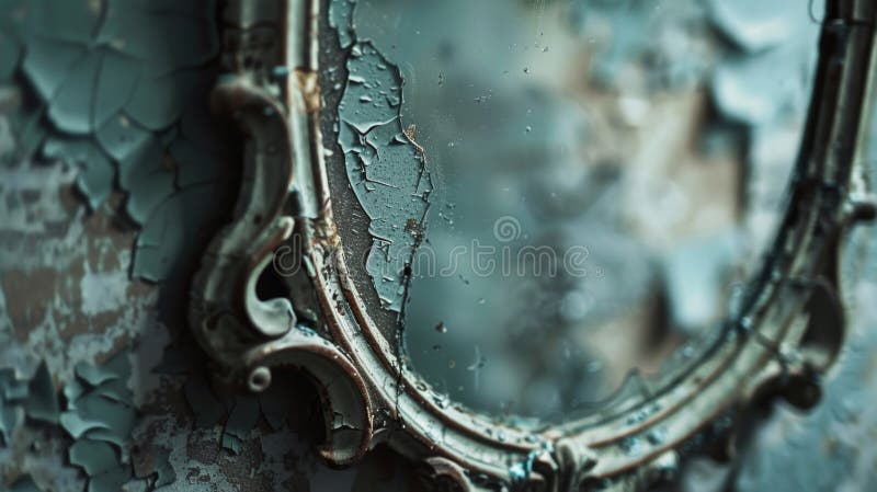 An Antique Mirror with Chipped Paint and Blurry Reflections Symbolizing ...