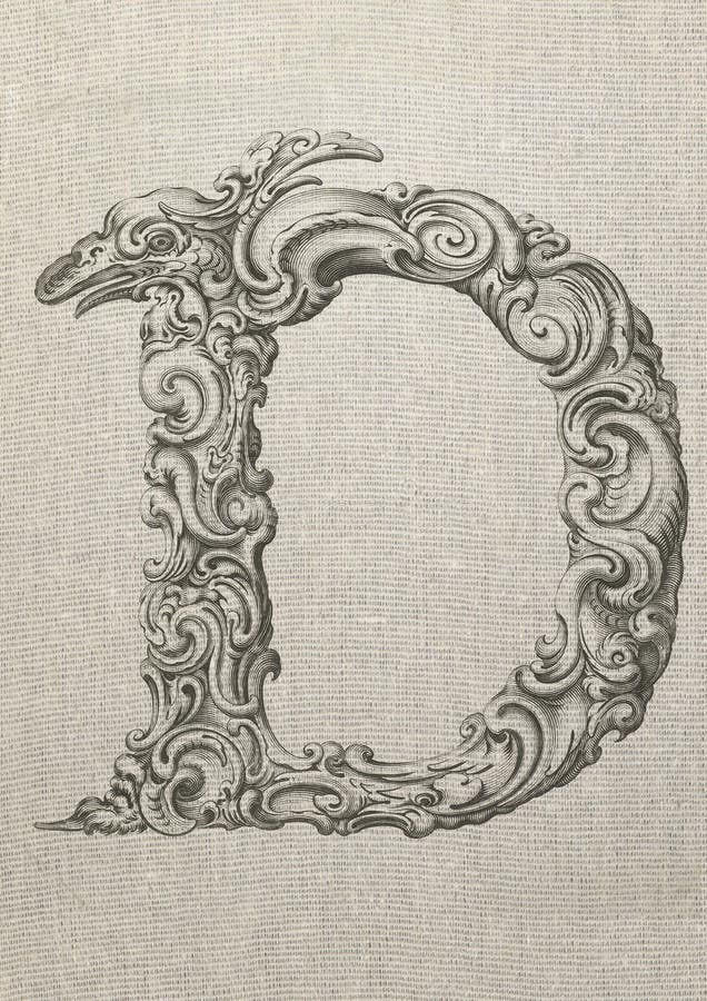Antique Monogram Letter D stock illustration. Illustration of flower ...