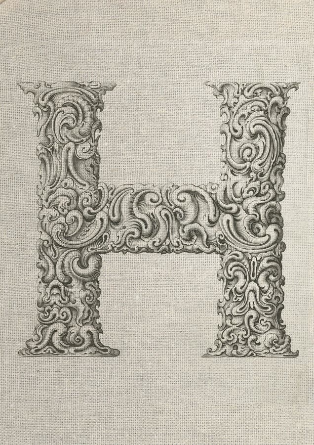 Antique Monogram Letter H stock illustration. Illustration of blessings ...
