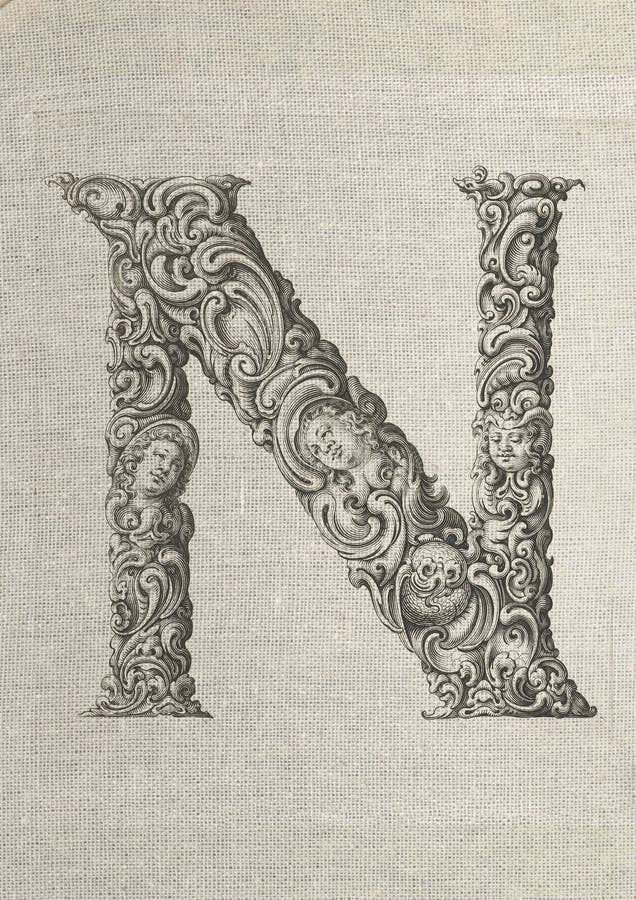 Antique Monogram Letter N stock illustration. Illustration of blessings ...