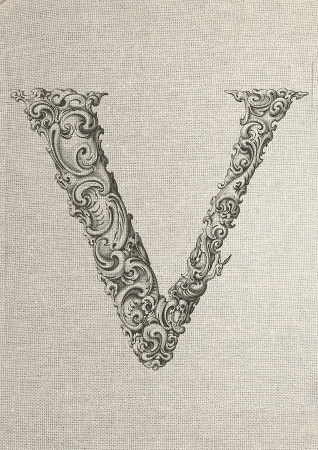 Antique Monogram Letter V stock illustration. Illustration of easter ...