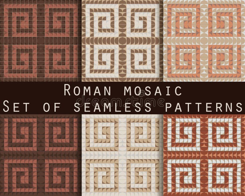Antique Mosaic, Roman Mosaic. Set of Seamless Patterns. Vector. Stock ...