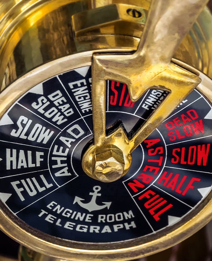 Antique Nautical Brass Ship Telegraph Stock Photo - Image of marine ...