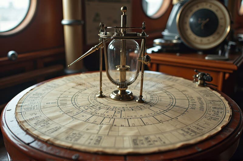 Antique Nautical Instrument on Wooden Ship Deck Stock Image - Image of ...