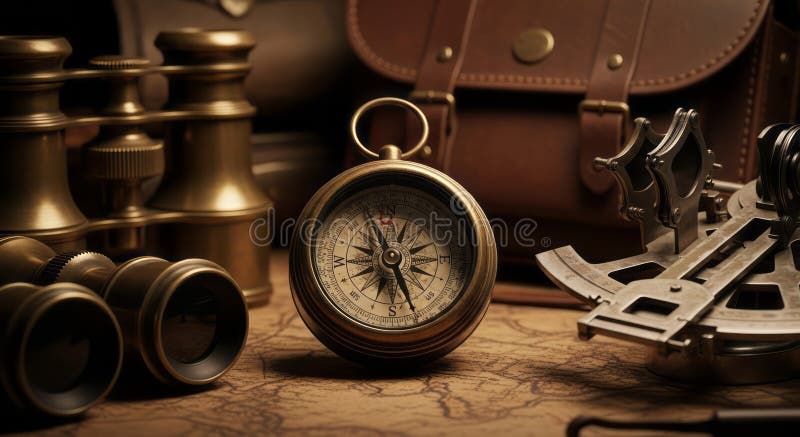 Antique Nautical Binocular Instrument Collection Stock Photo - Image of ...