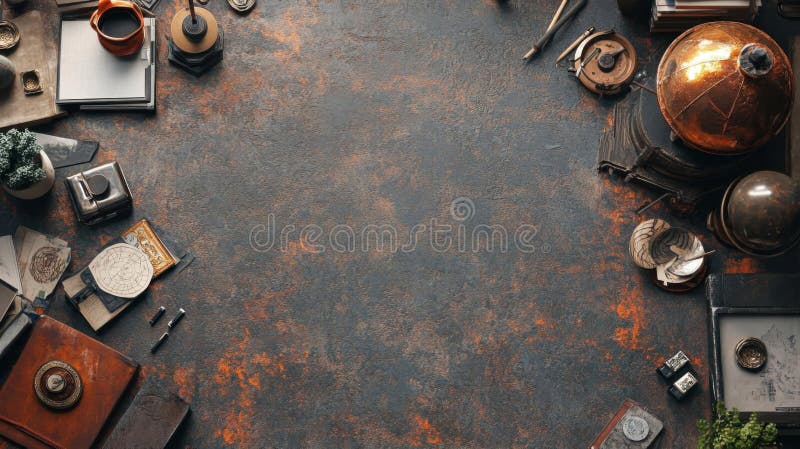 Antique Objects Arranged on Textured Surface for Collection and Vintage ...