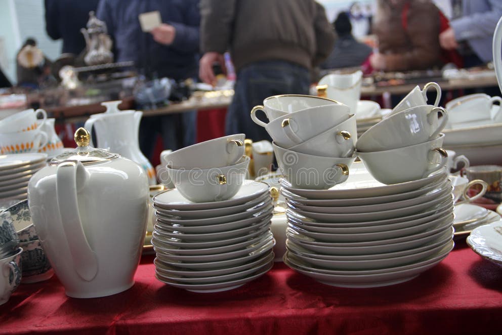 Antique Objects in a Flea Market Bazaar Stock Image - Image of ...