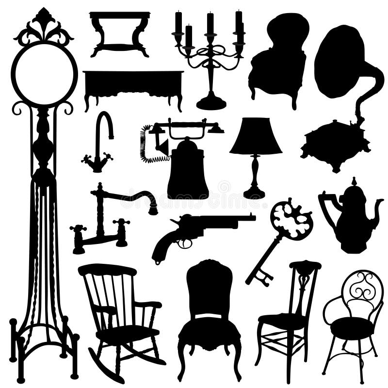 Antique objects set stock vector. Illustration of bath - 8209767