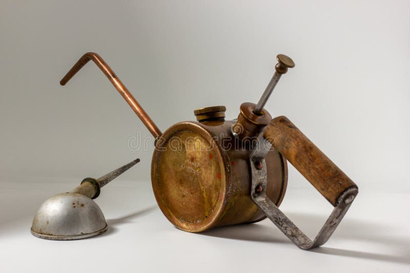 Antique Oil Cans on White Background Editorial Image - Image of antique ...