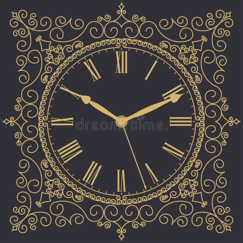 Antique Old Clock Face. Vector Stock Vector - Illustration of design ...