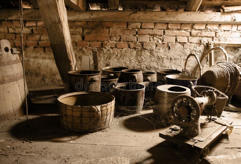Antique Old Pots stock photo. Image of ceiling, wires - 29555868