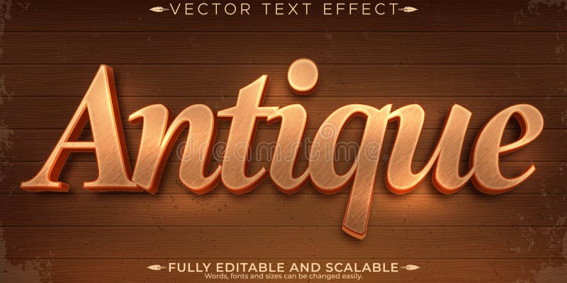 Antique Old Text Effect, Editable Retro and Ancient Text Style Stock ...