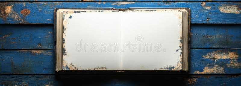 Antique Open Book on a Rustic Wooden Surface Stock Image - Image of ...