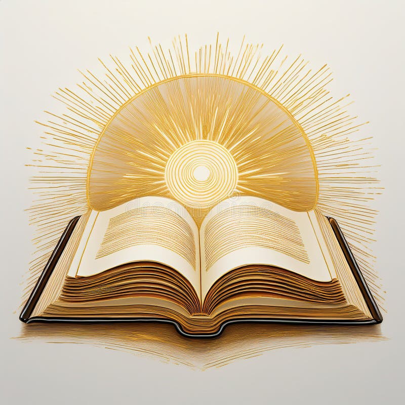 Antique Open Book and Sunlight Design Stock Illustration - Illustration ...
